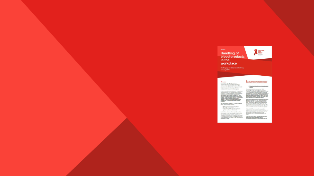 Handling of blood products in the workplace - National AIDS Trust